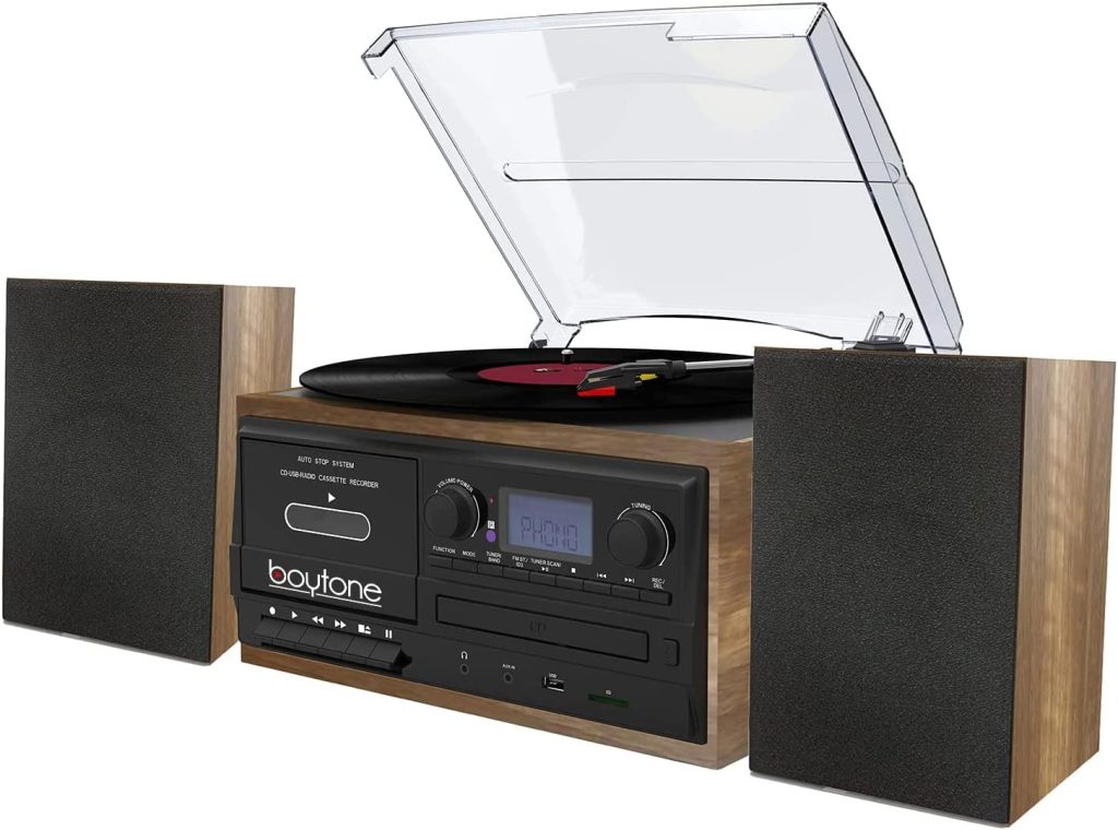 Boytone BT-58W Bluetooth Record Player Turntable with CD Player ...