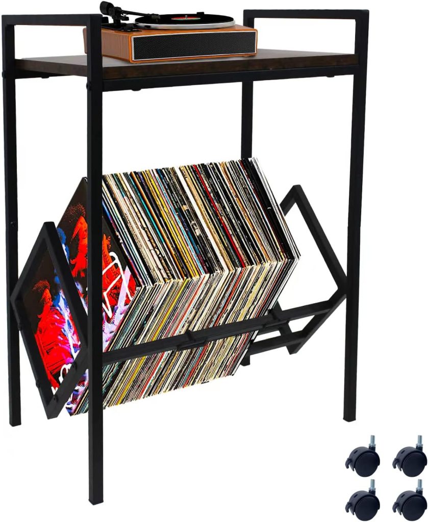 Beatyloit Turntable Stand with Record Storage,2 Tier Vinyl Report ...
