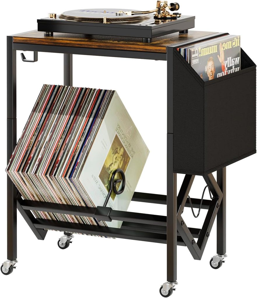 EKNITEY Vinyl Record Player Stand - Record Player Table with Storage ...
