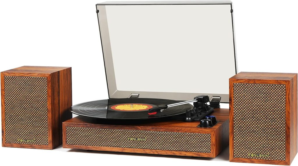 Vinyl Record Player with External Speakers, 3 Speed Bluetooth Turntable ...