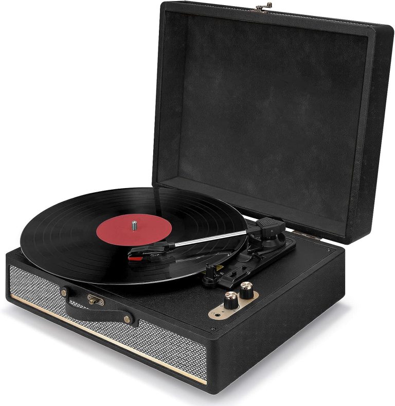 Vinyl Record Player Bluetooth with Built-in Speakers 3 Speed Suitcase ...