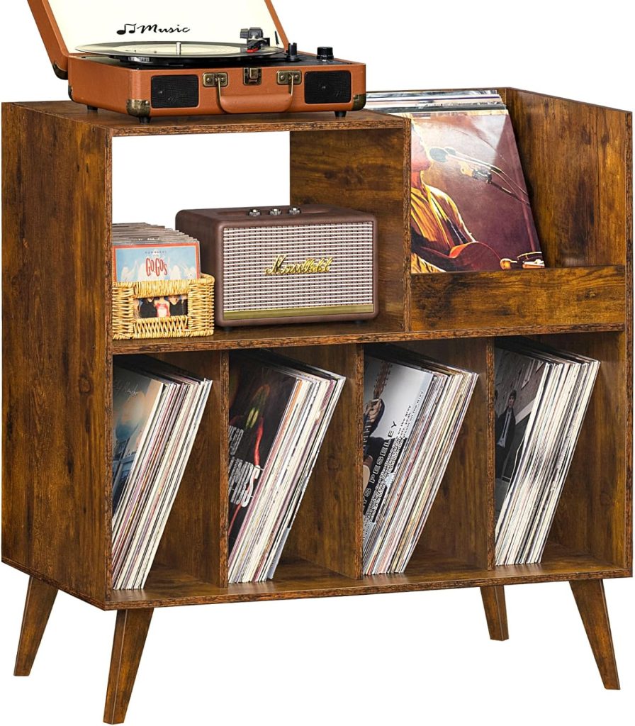 LELELINKY Large Record Player Stand, Turntable Stand with Storage ...