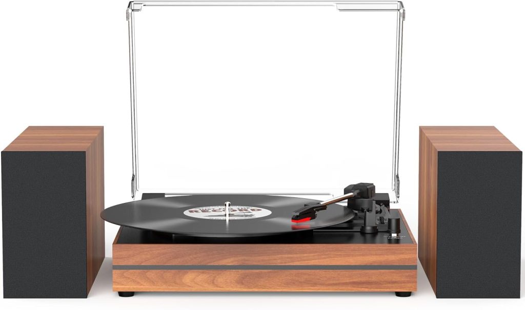 Record Player for Vinyl with External Speakers, Belt-Drive Turntable ...