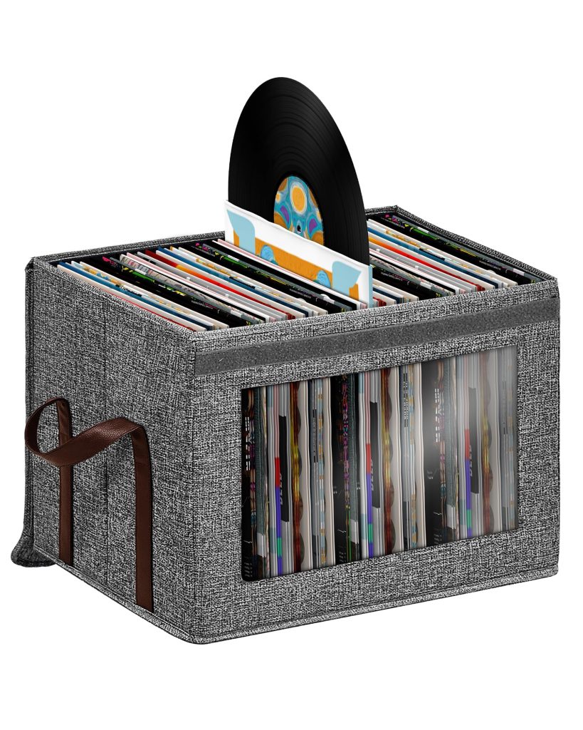 Hoyula 12 inch Vinyl Record Large Storage Box Organizer, 100 Vinyl ...