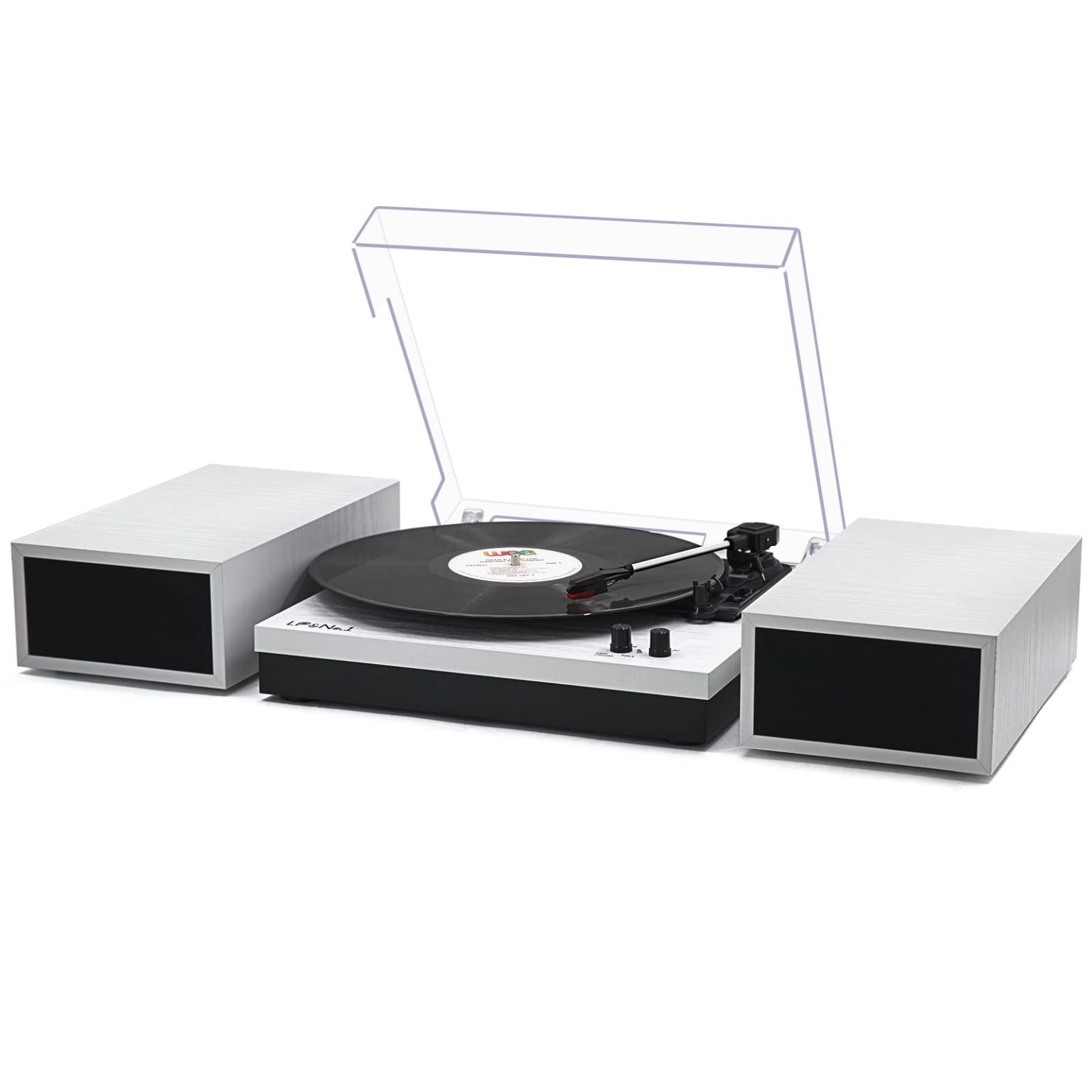 LP&No.1 Vinyl Record Player, Wireless Turntable with Dual Stereo ...