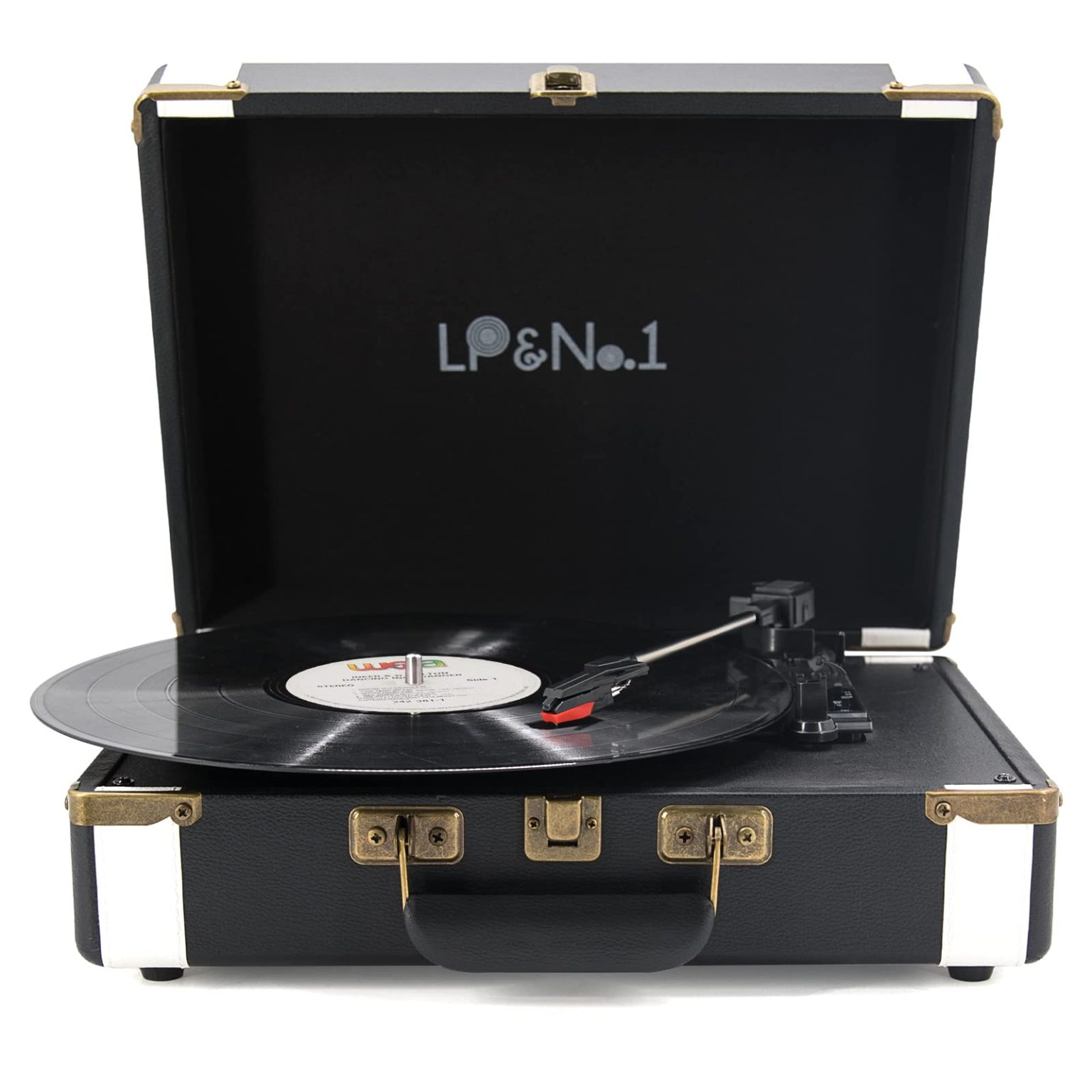 LP&No.1 Suitcase Portable Turntable with Built in Stereo Speakers, 3 ...