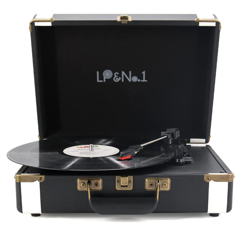 LP&No.1 Suitcase Portable Turntable with Built in Stereo Speakers, 3 ...