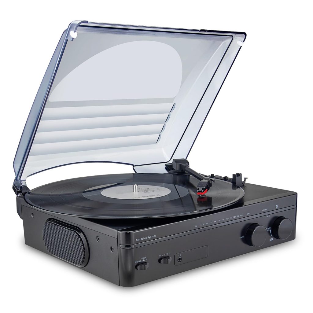 BIGMONAT Vinyl Record Player, Bluetooth Turntable with 2 Built-in ...