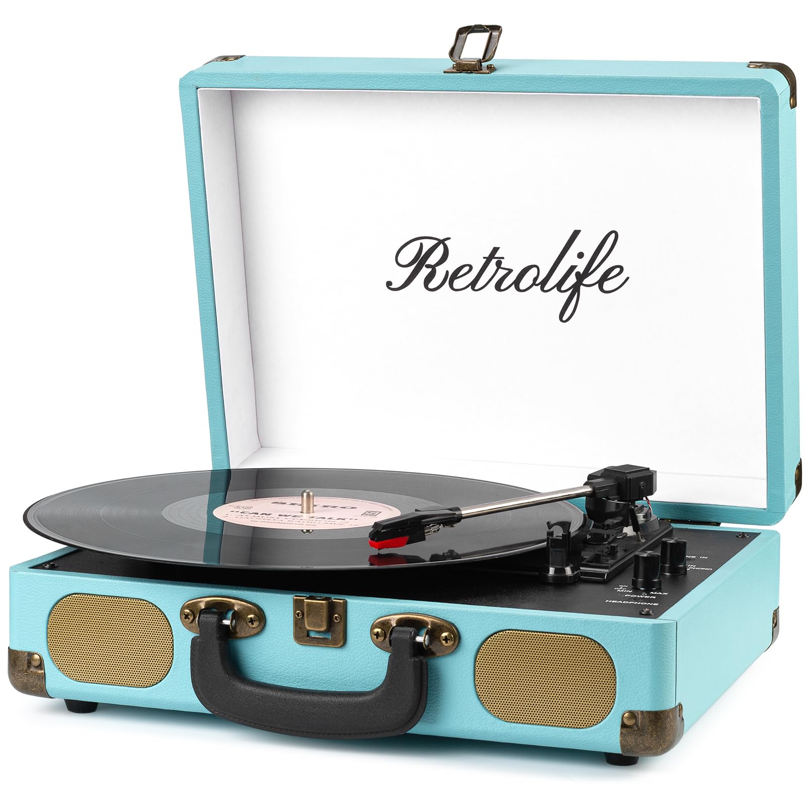 Record Player Bluetooth Portable Suitcase Vinyl Player with Built-in ...