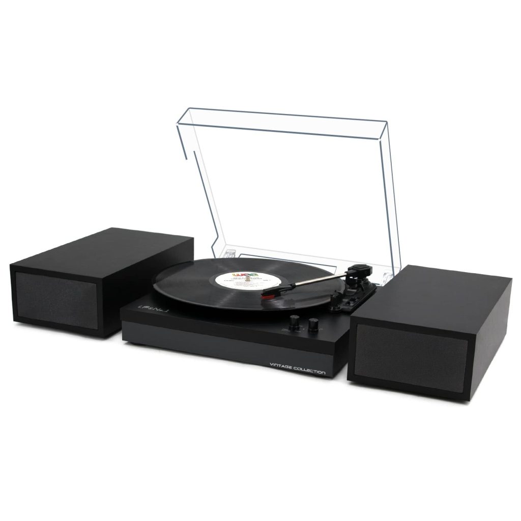 Vinyl Record Player with Stereo Bookshelf Speakers, 3-Speed Belt-Drive ...