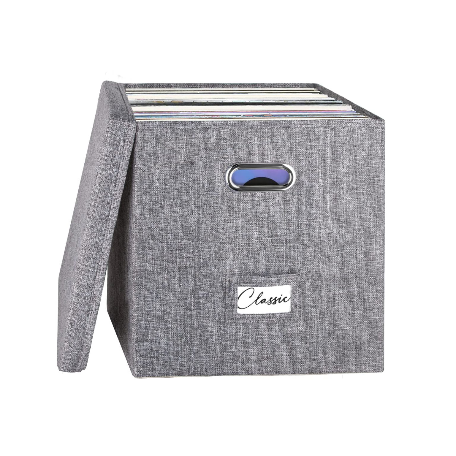 Woodoulogy Vinyl Record Storage Box for 50+ Single LPs, Stackable ...