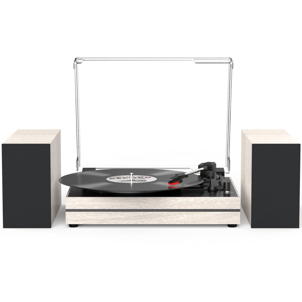 LP&No.1 Record Player, Wireless Turntable with Stereo Bookshelf ...