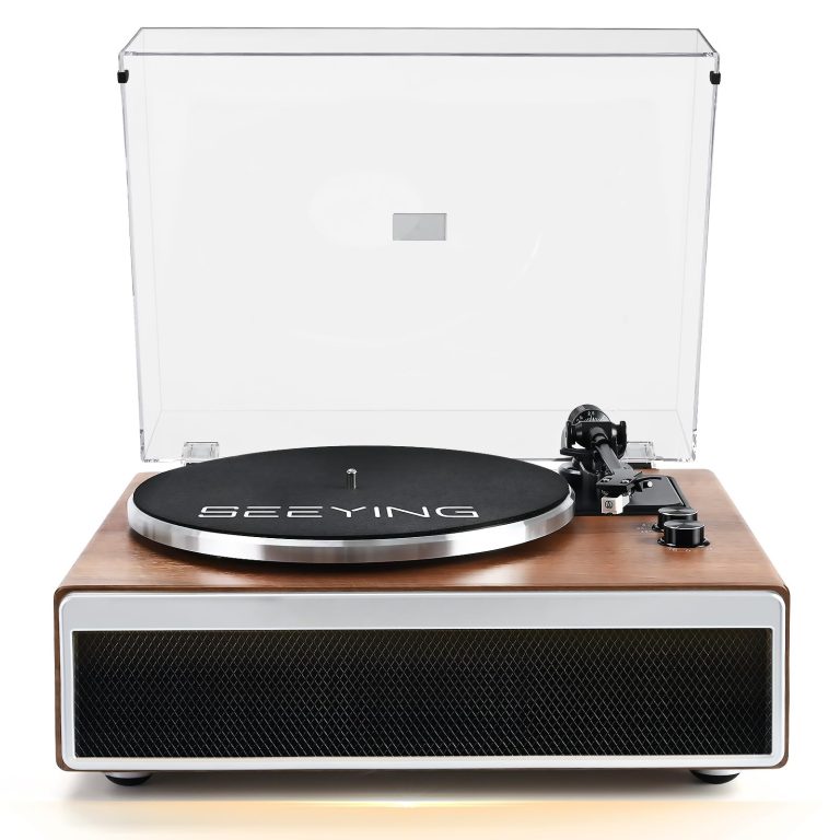 SeeYing Vinyl Record Player with Built in Stereo Speakers Bluetooth ...
