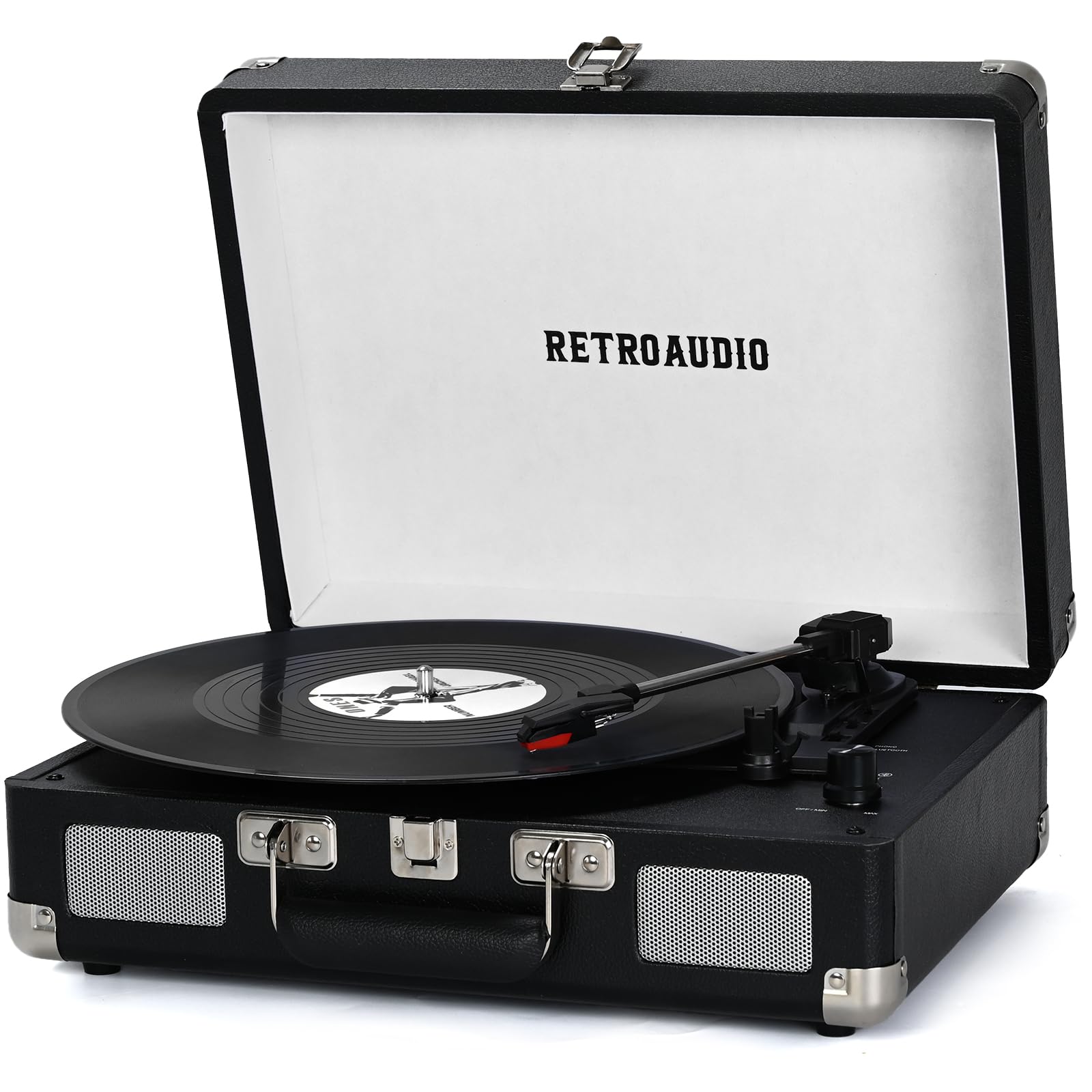 Vinyl Record Player 3-Speed Bluetooth Portable Suitcase Belt-Driven ...