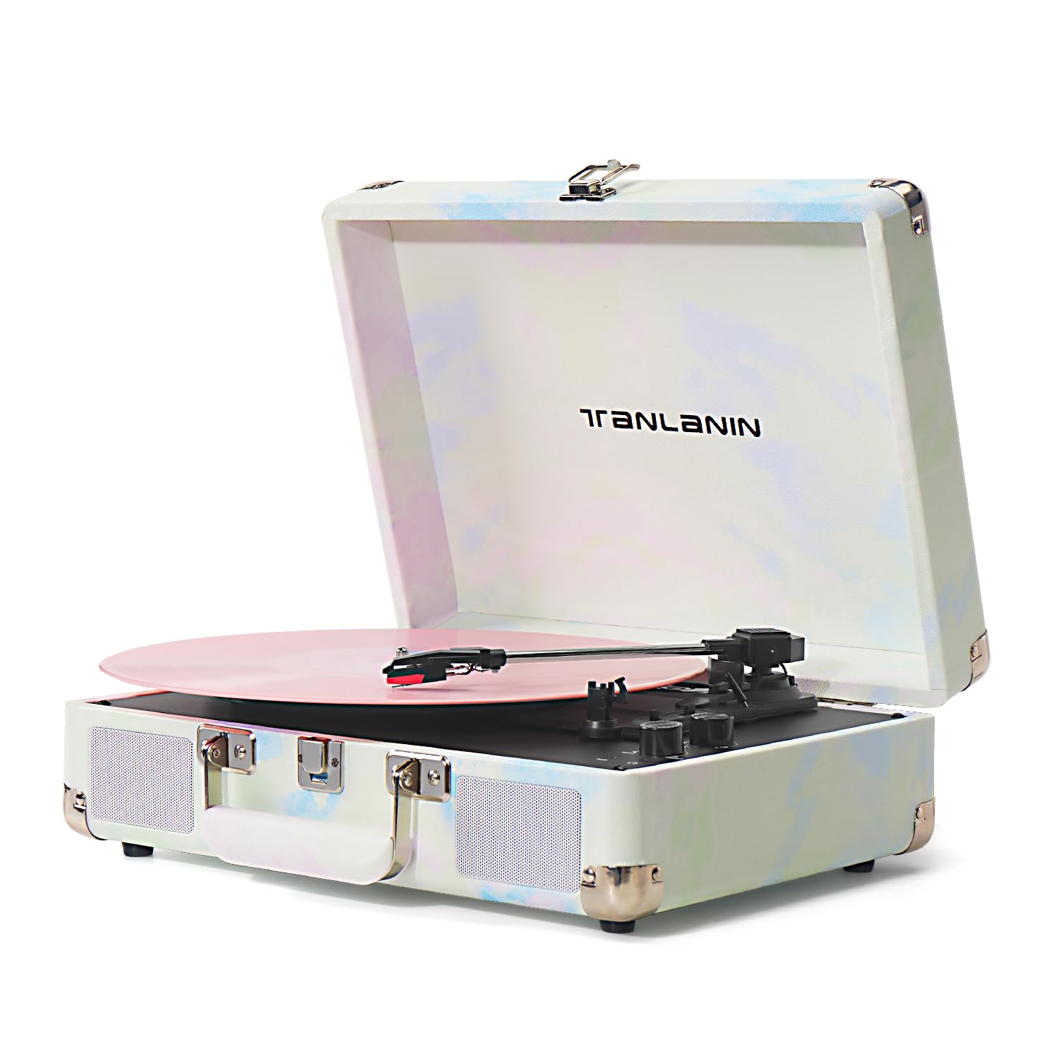 Watercolor Vinyl Record Player with Treble & Bass Control, Vintage 3 ...