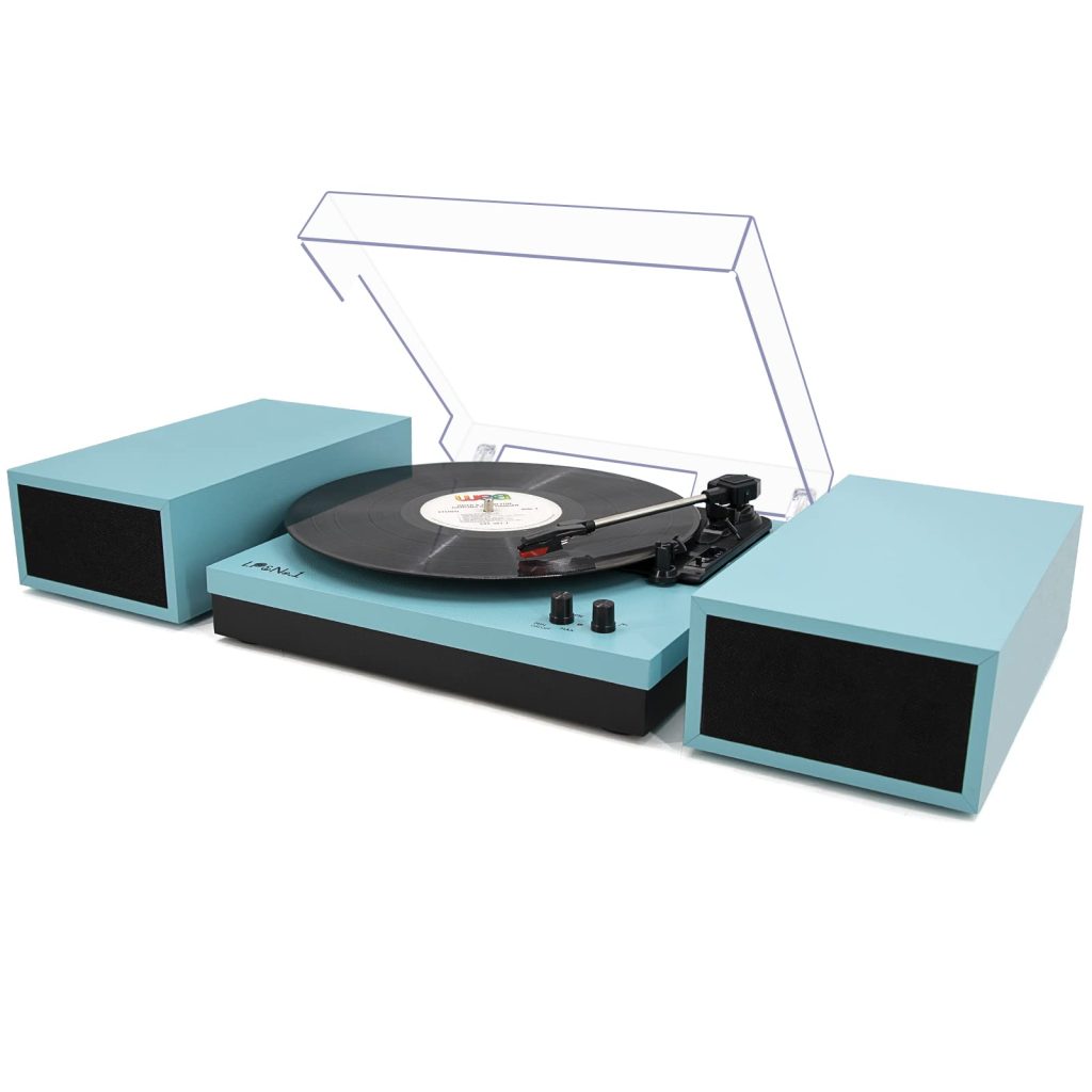 LP&No.1 Wireless Vintage Record Player with Dual External Speakers ...