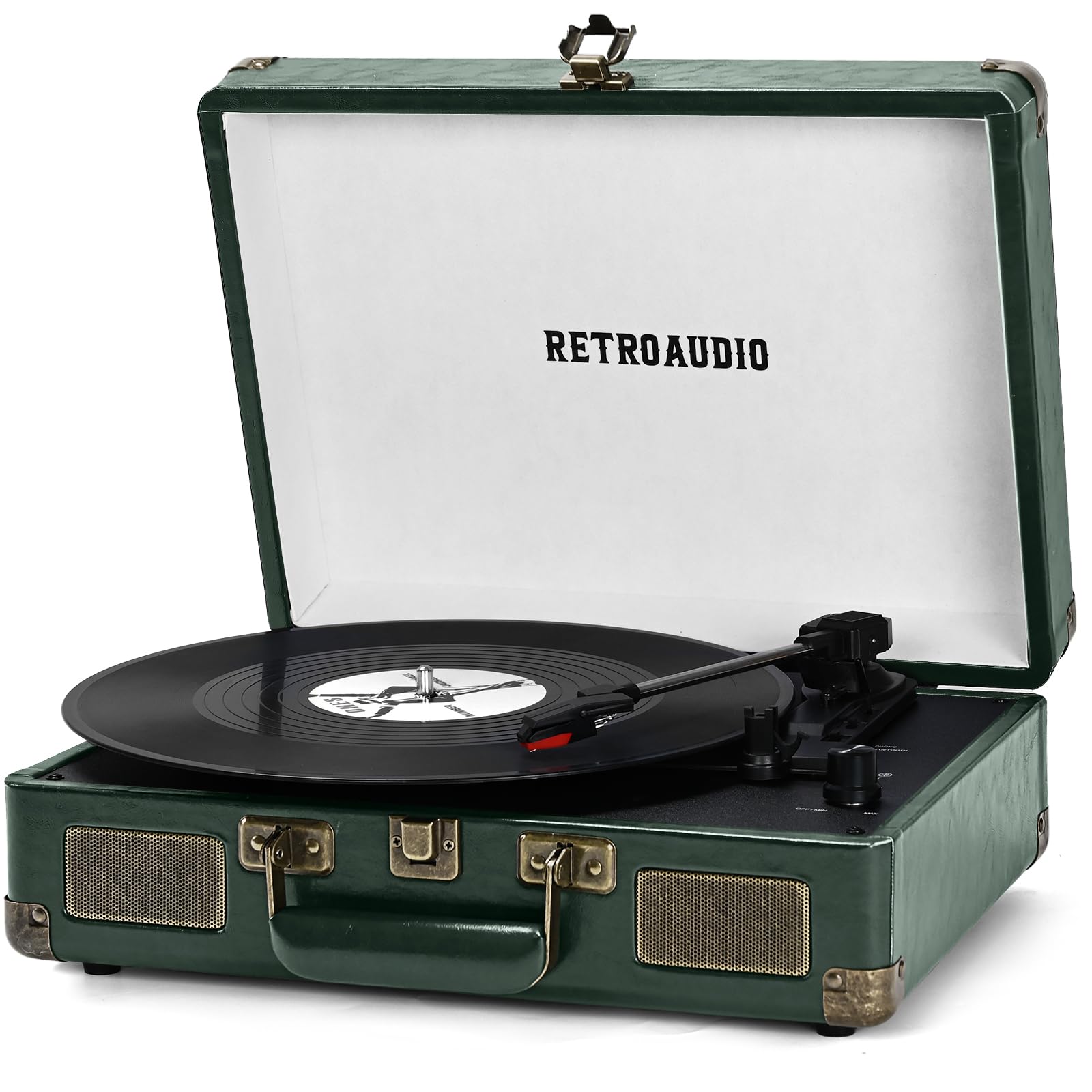 Vinyl Record Player 3-Speed Bluetooth Portable Suitcase Belt-Driven ...