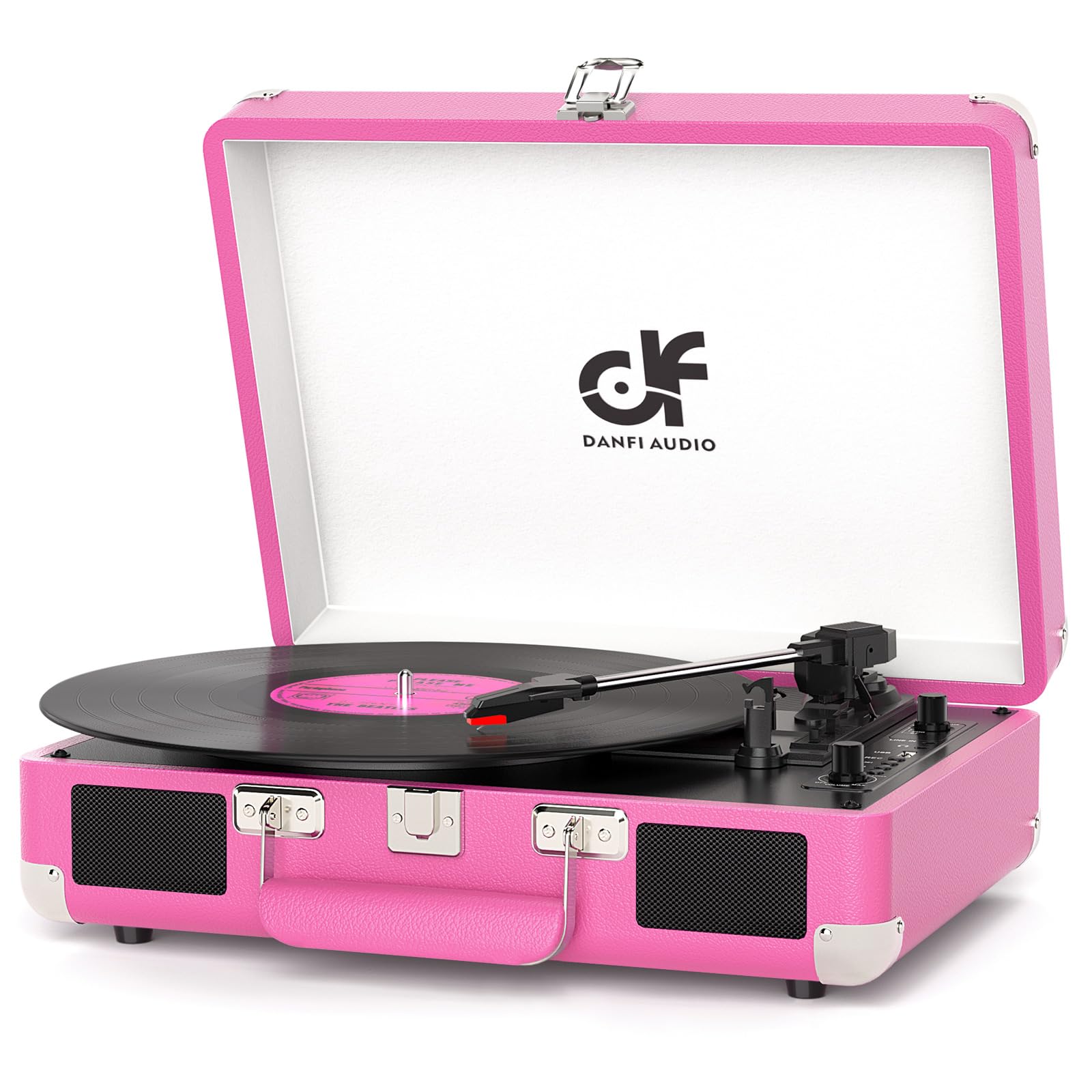 Bluetooth Record Player, Vintage 3-Speed Suitcase Turntable with Built ...
