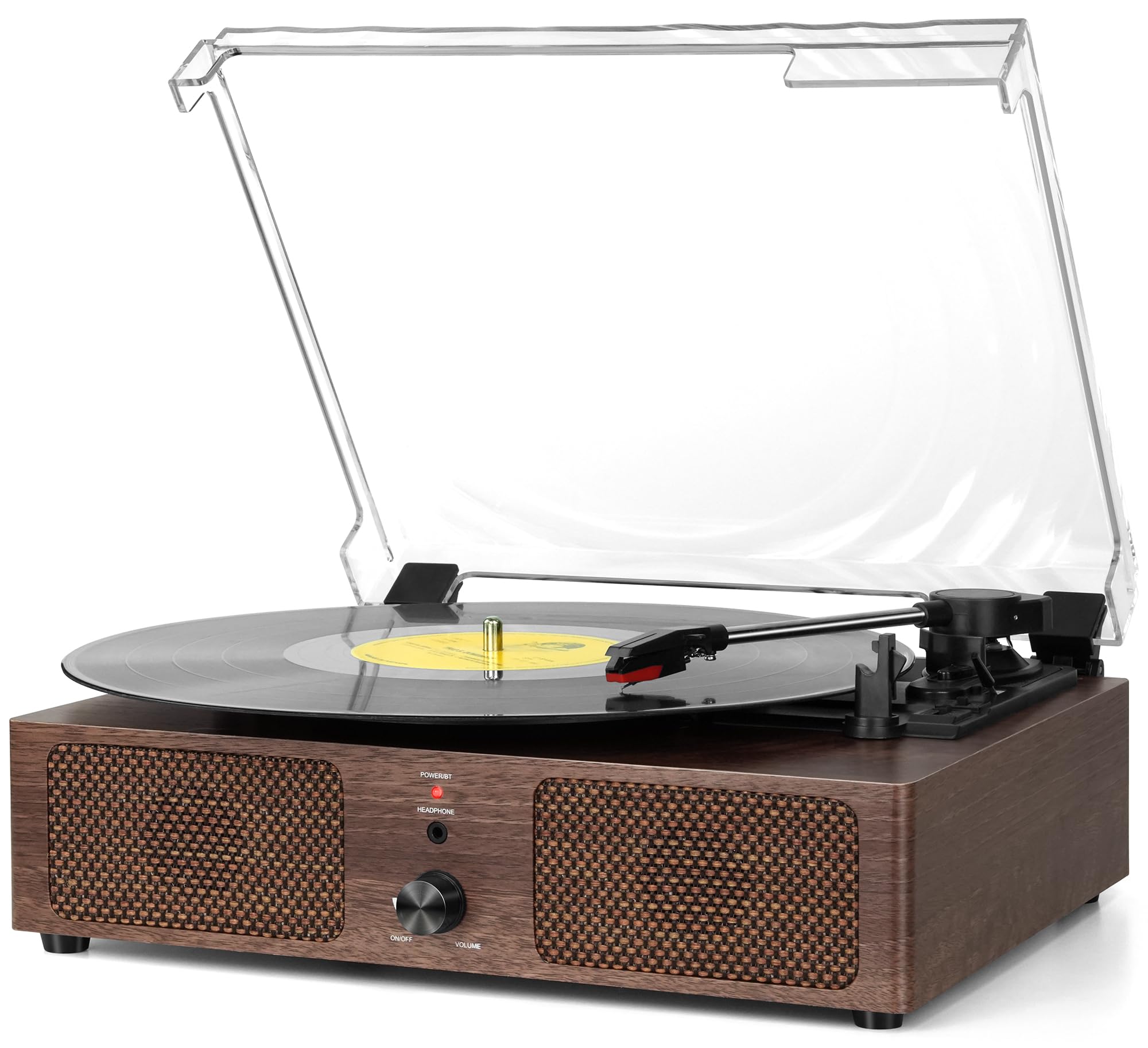 Vintage Wooden Record Player with Bluetooth 3-Speed Belt-Driven ...