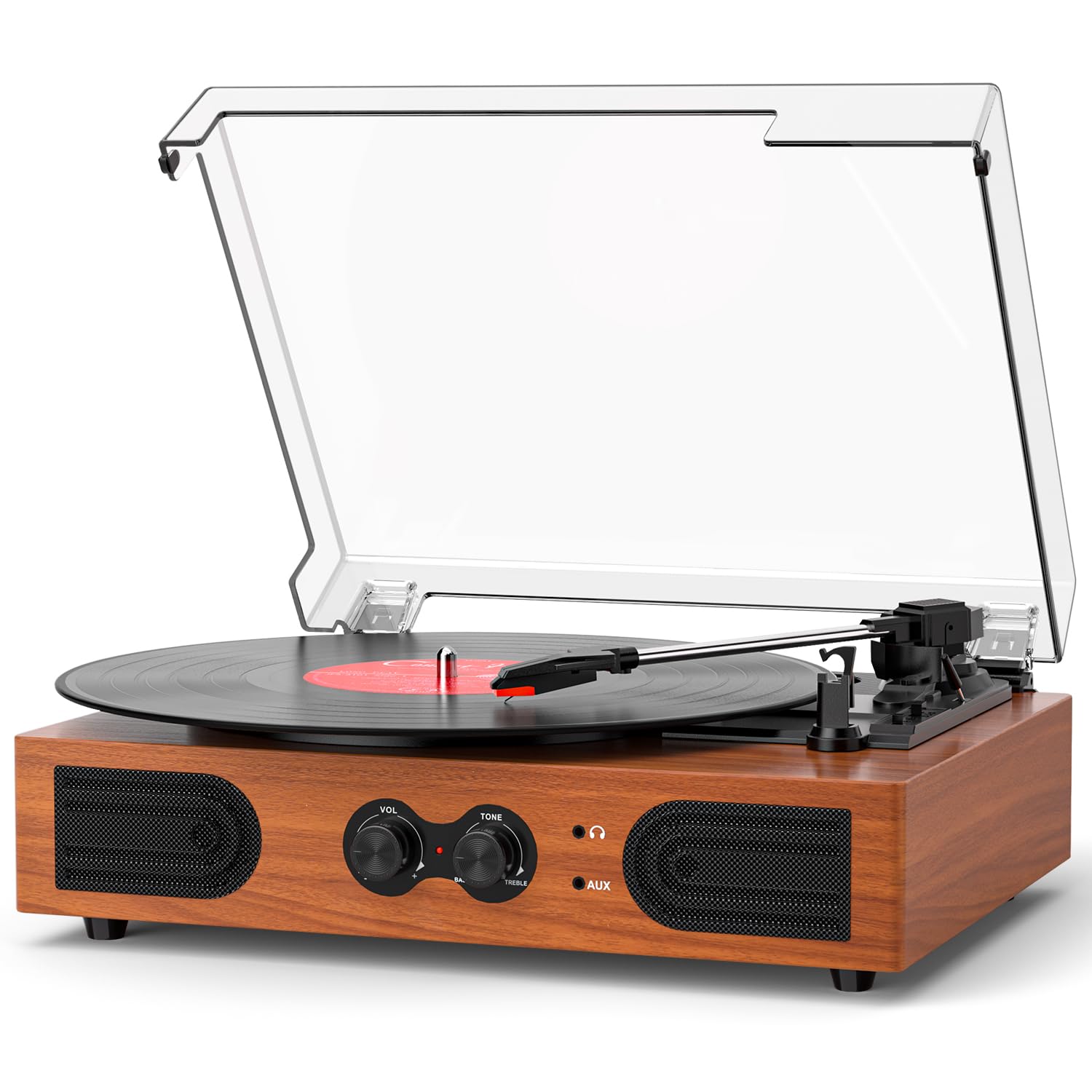 LP&No.1 Record Player with External Speakers, 3 Speed Vintage Belt ...