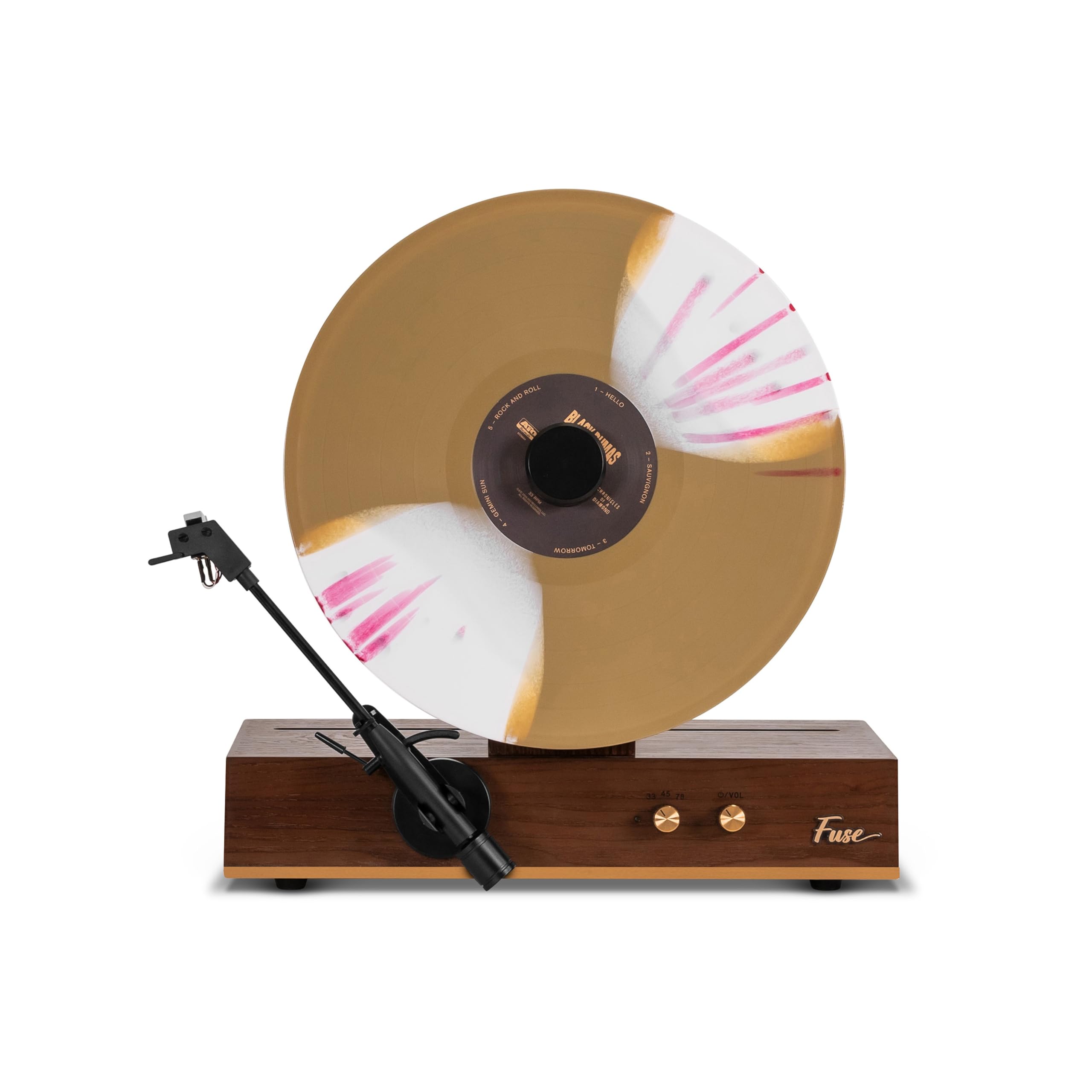 Fuse GLD Vertical Vinyl Record Player with Speakers | Gold Trim | 5.3 ...